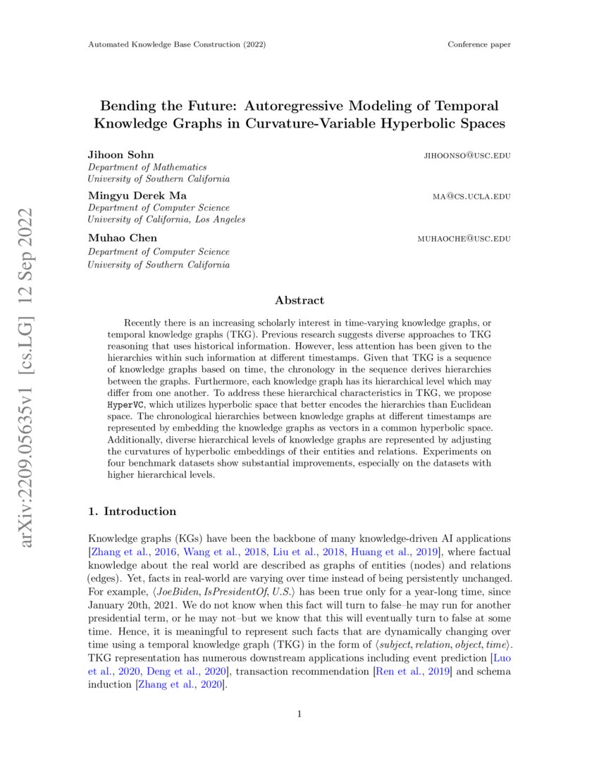 Bending The Future Autoregressive Modeling Of Temporal Knowledge Graphs In Curvature Variable 