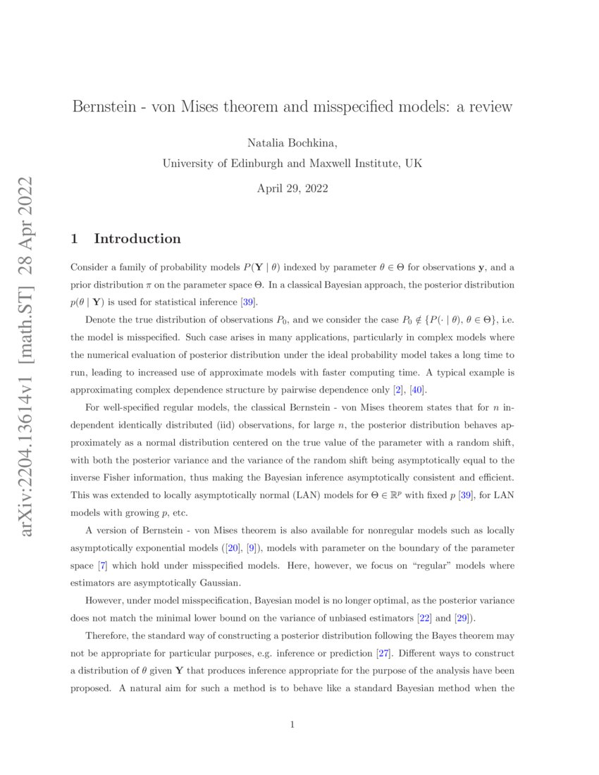Bernstein Von Mises Theorem And Misspecified Models A Review Deepai