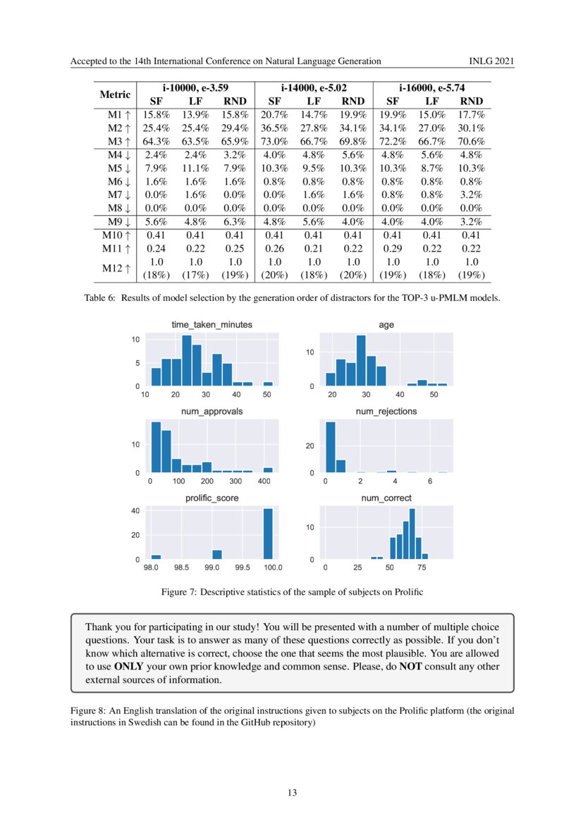 BERT-based distractor generation for Swedish reading comprehension questions using a small-scale ...