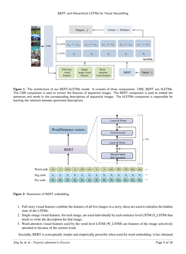 BERT-hLSTMs: BERT and Hierarchical LSTMs for Visual Storytelling | DeepAI
