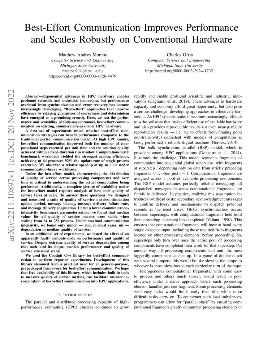 Best-Effort Communication Improves Performance and Scales Robustly on ...