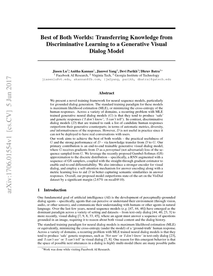 Best Of Both Worlds Transferring Knowledge From Discriminative Learning To A Generative Visual 