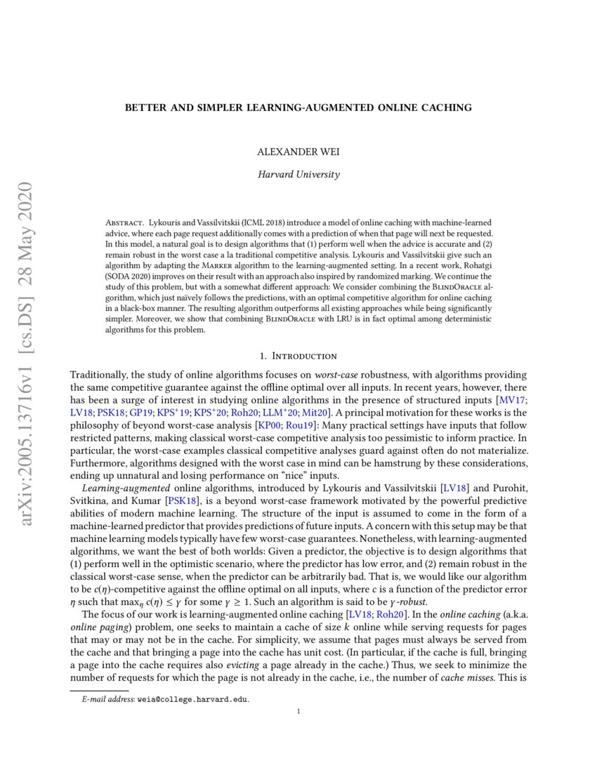 Better and Simpler Learning-Augmented Online Caching | DeepAI