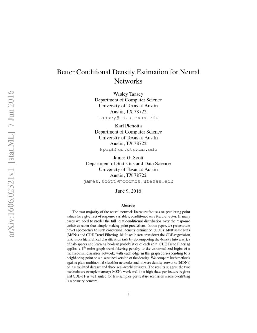 Better Conditional Density Estimation For Neural Networks Deepai