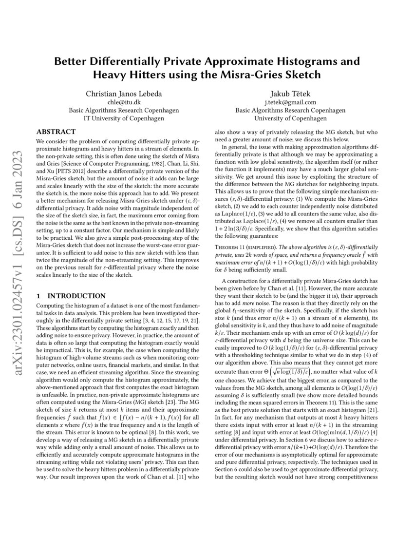 Better Differentially Private Approximate Histograms And Heavy Hitters Using The Misra Gries