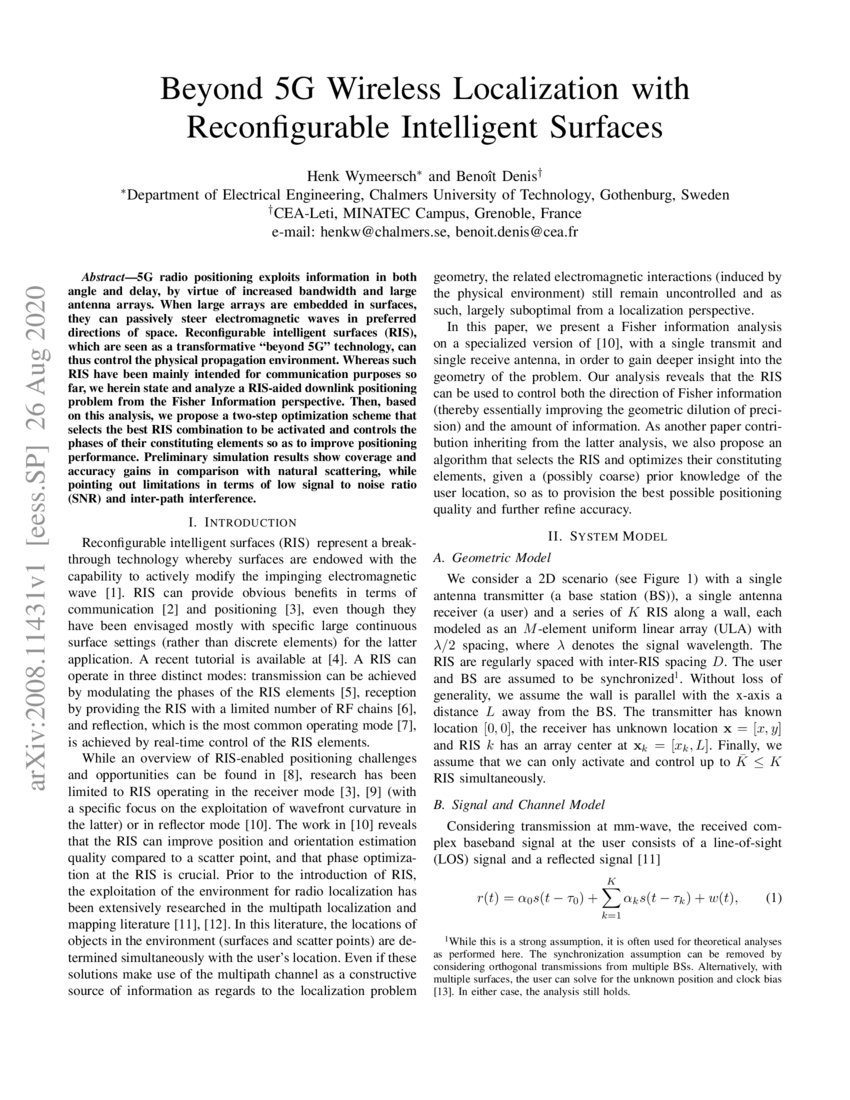 Beyond 5g Wireless Localization With Reconfigurable Intelligent Surfaces Deepai