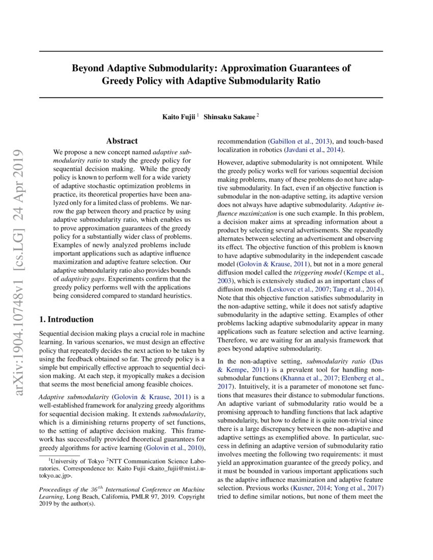 Beyond Adaptive Submodularity: Approximation Guarantees of Greedy Policy with Adaptive ...