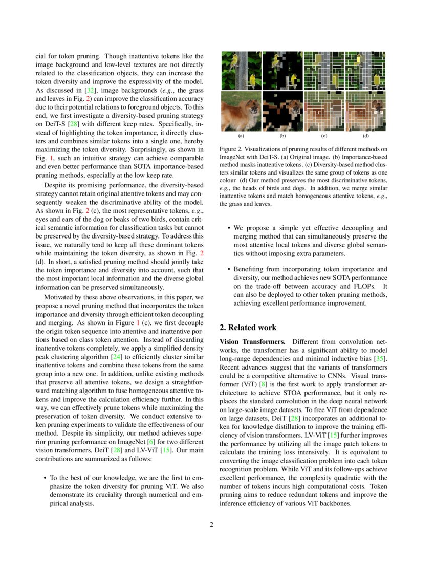 Beyond Attentive Tokens Incorporating Token Importance And Diversity