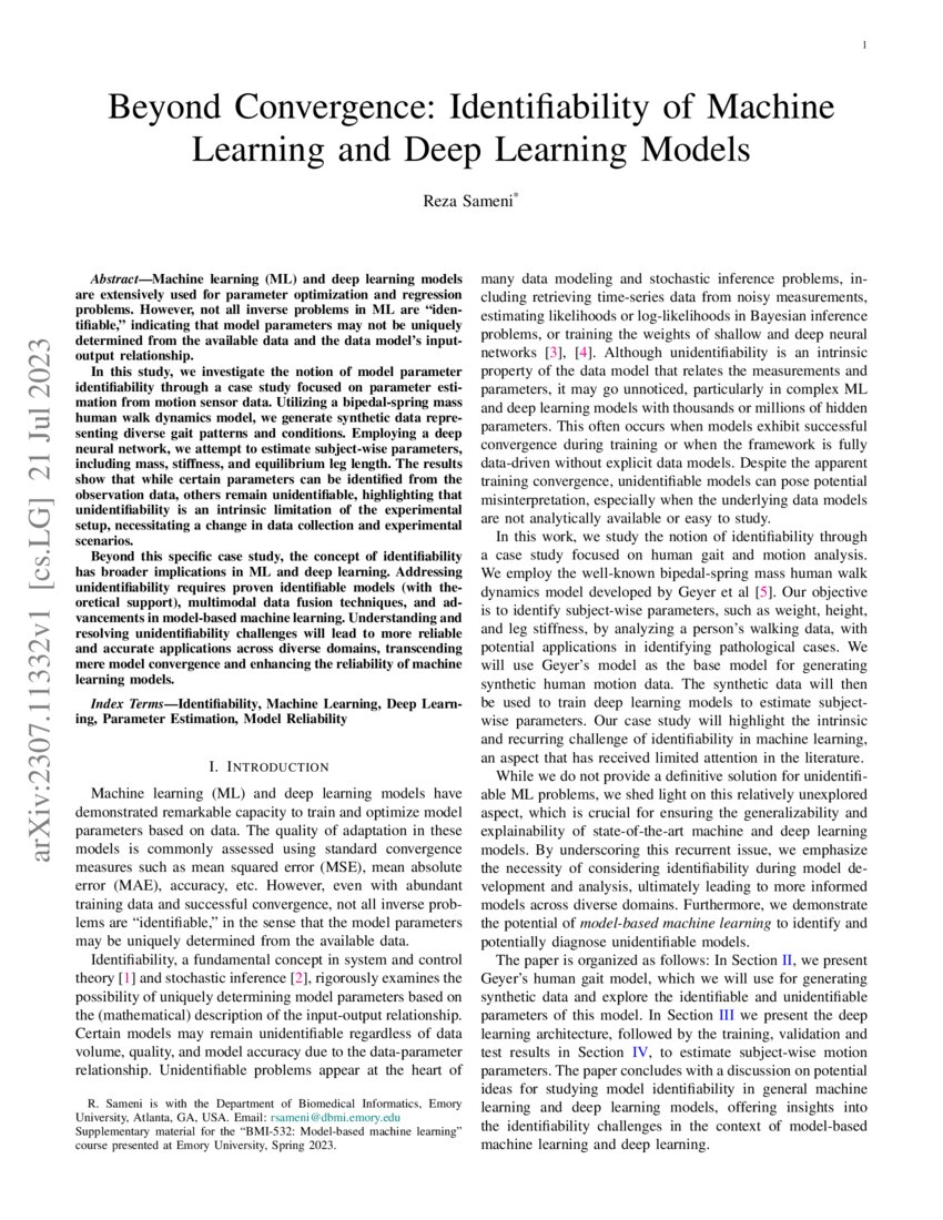 Beyond Convergence: Identifiability of Machine Learning and Deep ...