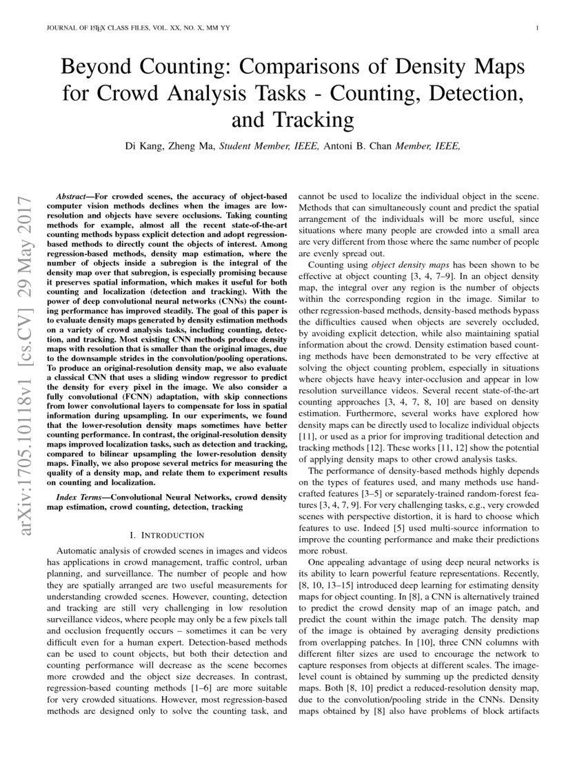 Beyond Counting: Comparisons of Density Maps for Crowd Analysis Tasks - Counting, Detection, and ...