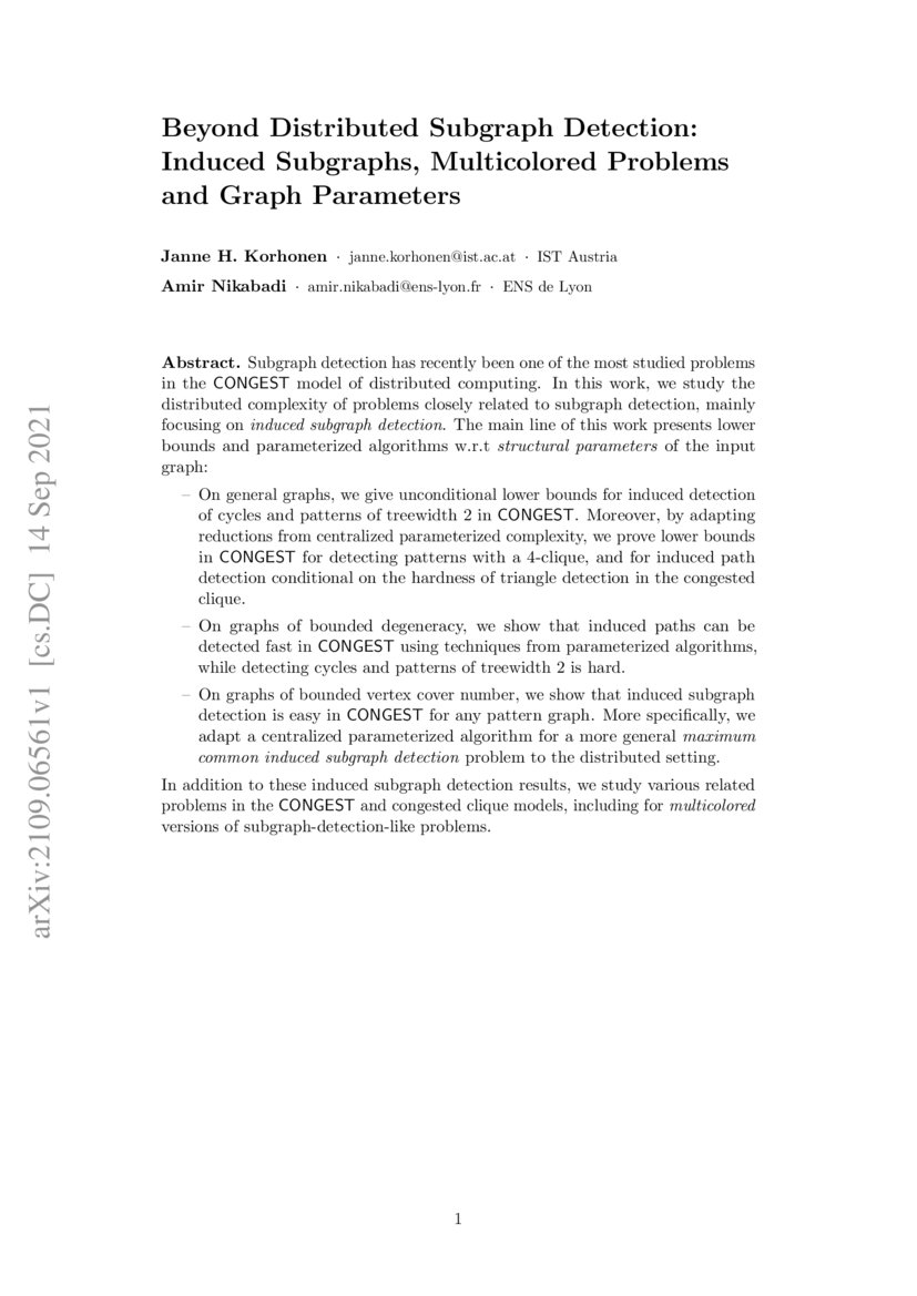 Beyond Distributed Subgraph Detection Induced Subgraphs Multicolored