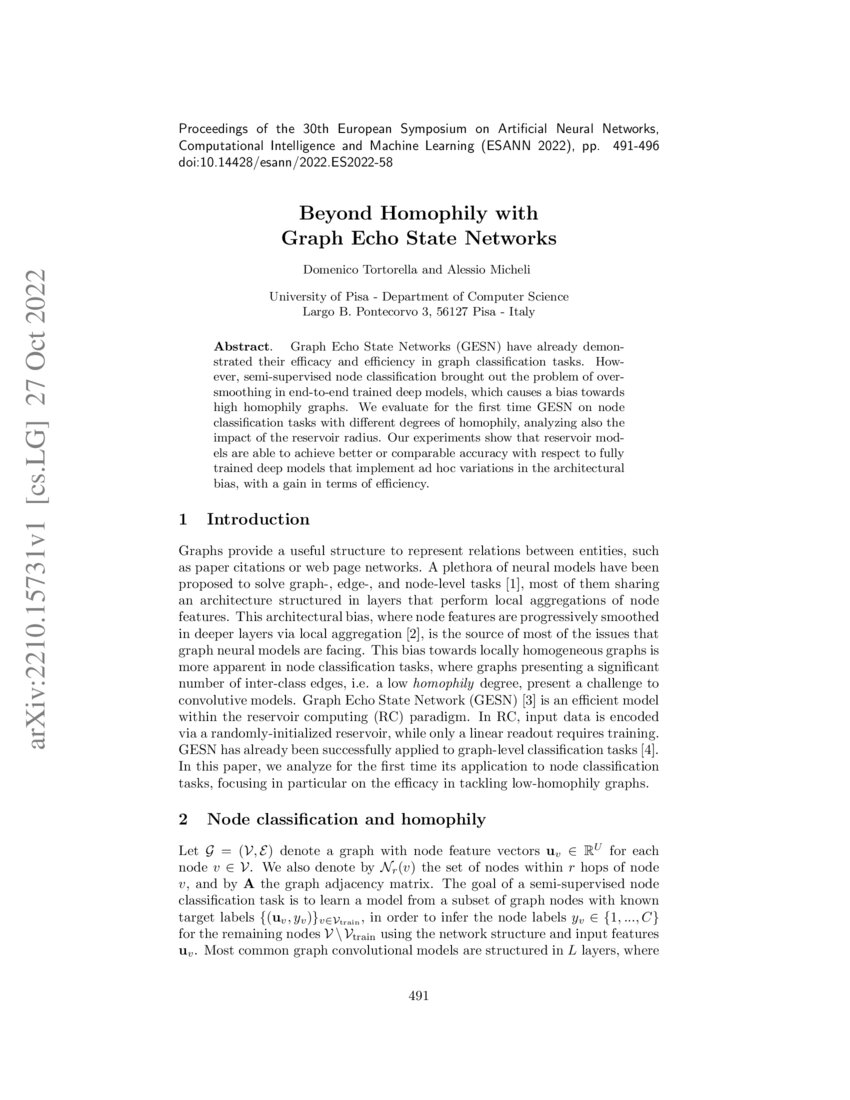 Beyond Homophily With Graph Echo State Networks Deepai