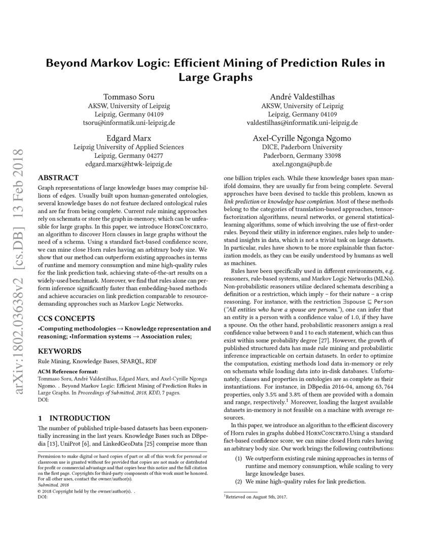 Beyond Markov Logic Efficient Mining Of Prediction Rules In Large Graphs Deepai 