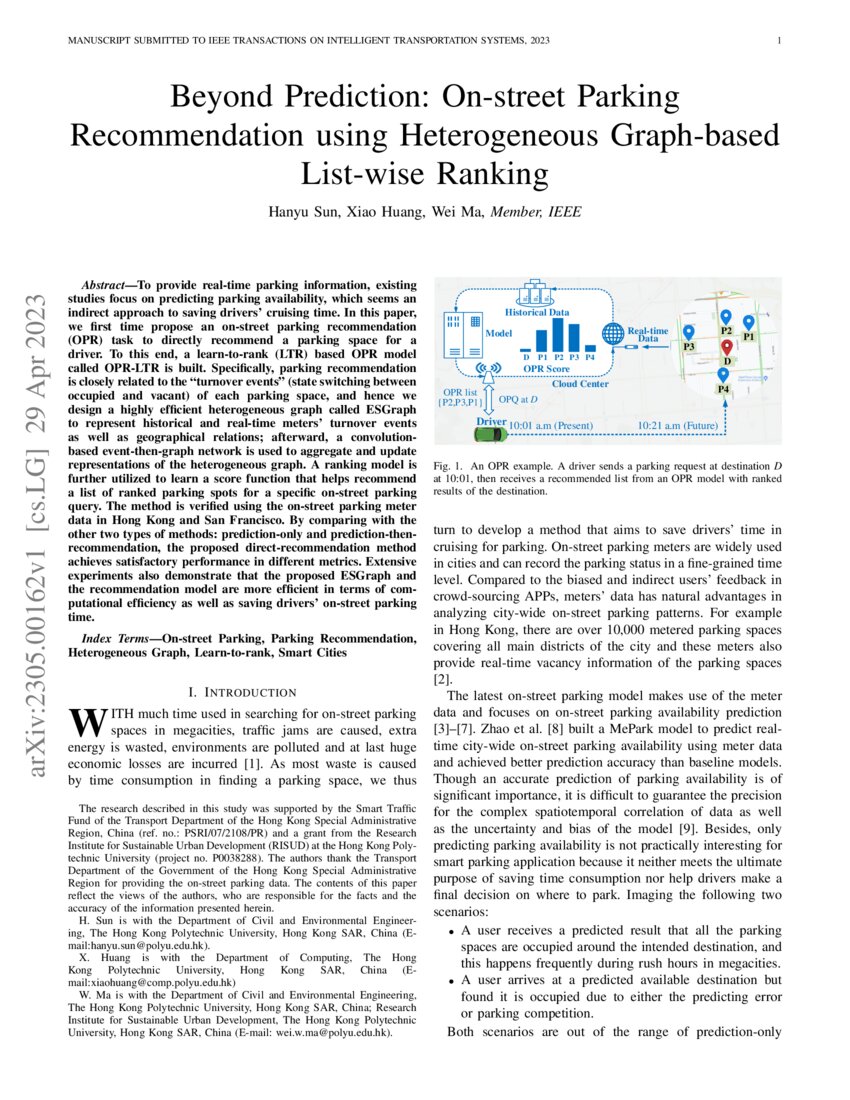 Beyond Prediction On Street Parking Recommendation Using Heterogeneous Graph Based List Wise