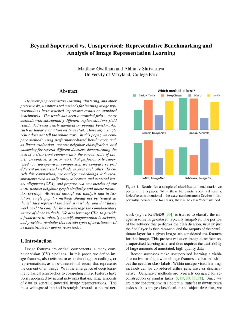 Beyond Supervised vs. Unsupervised: Representative Benchmarking and ...