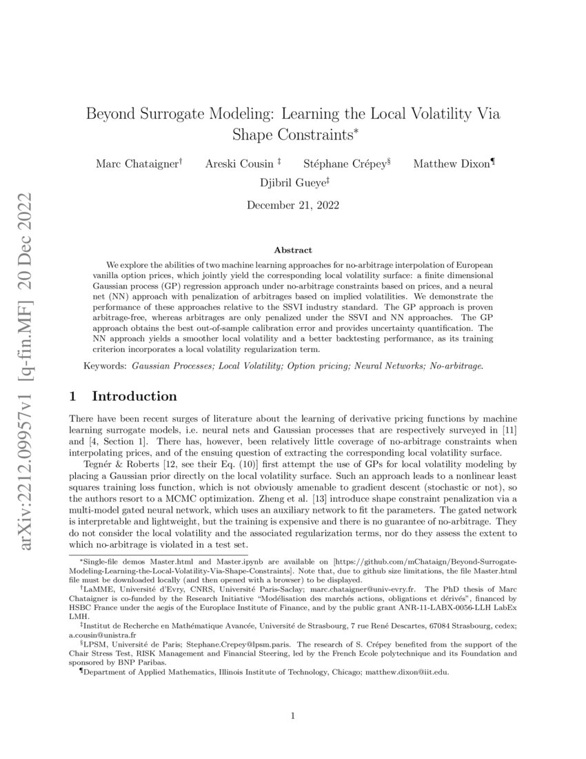 Beyond Surrogate Modeling: Learning the Local Volatility Via Shape Constraints | DeepAI