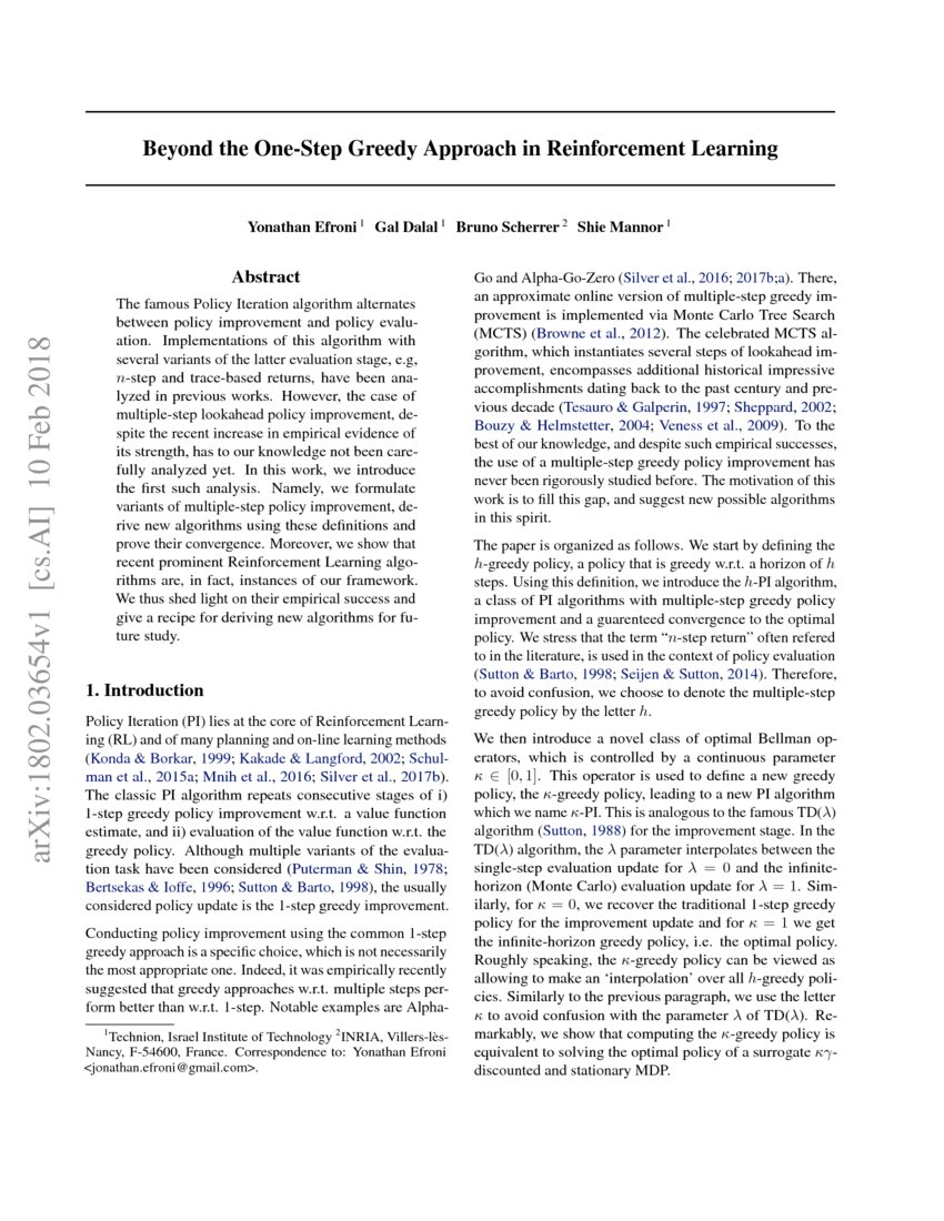 Beyond The One Step Greedy Approach In Reinforcement Learning Deepai