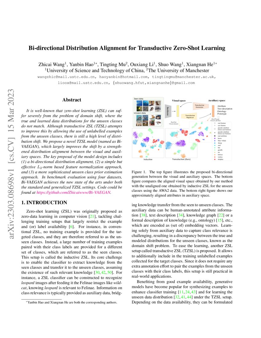 Bi-directional Distribution Alignment for Transductive Zero-Shot Learning | DeepAI