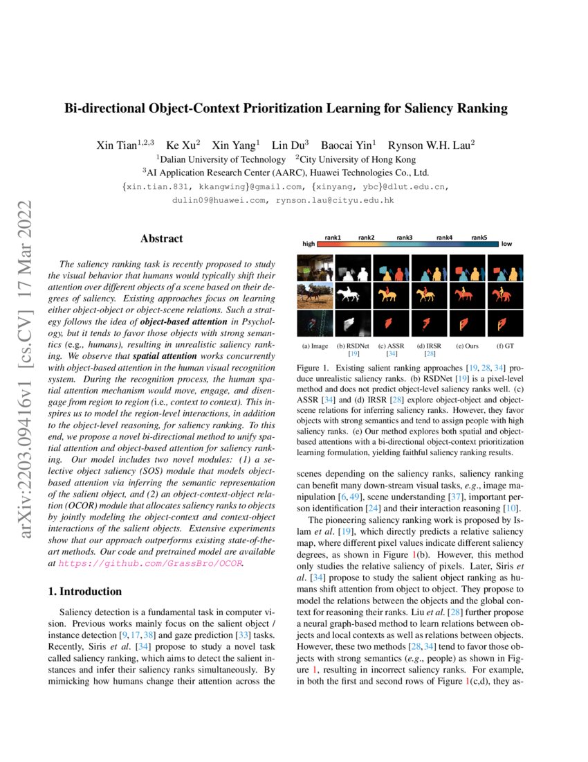 Bi-directional Object-context Prioritization Learning for Saliency Ranking | DeepAI