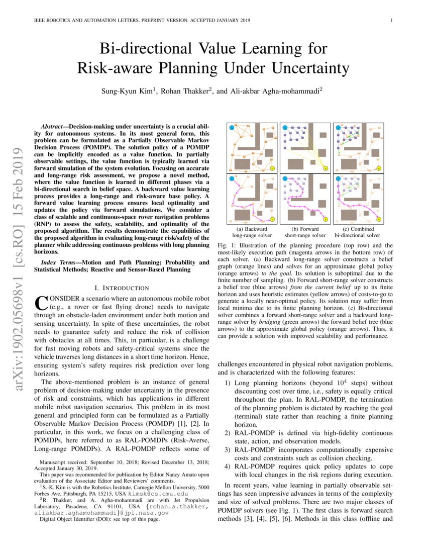 Bi-directional Value Learning for Risk-aware Planning Under Uncertainty | DeepAI