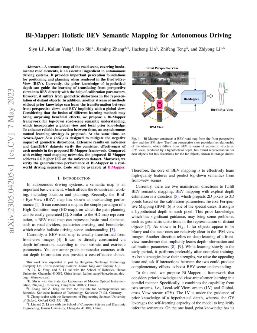 Bi-Mapper: Holistic BEV Semantic Mapping for Autonomous Driving | DeepAI