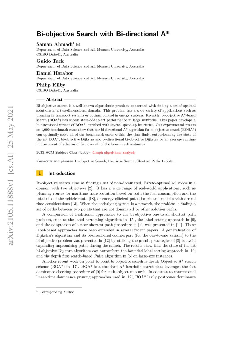 Bi Objective Search With Bi Directional A Deepai