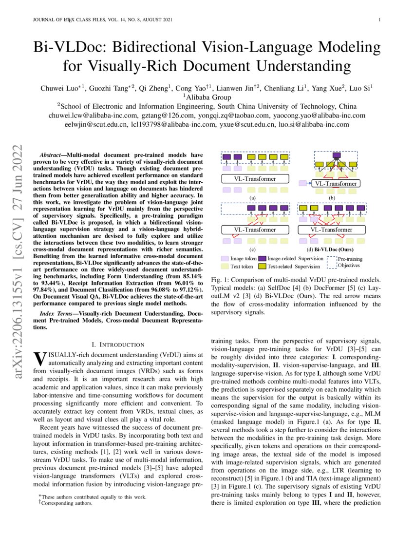 Bi-VLDoc: Bidirectional Vision-Language Modeling for Visually-Rich Document Understanding | DeepAI