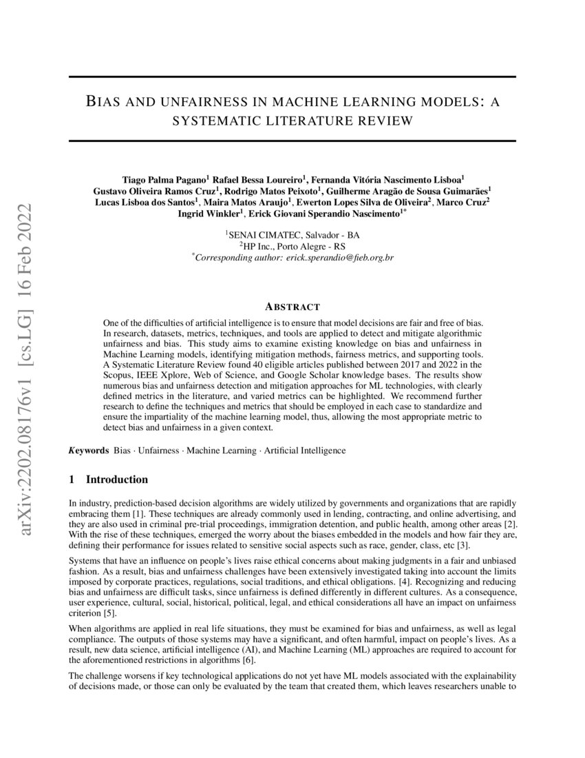 Bias and unfairness in machine learning models: a systematic literature ...