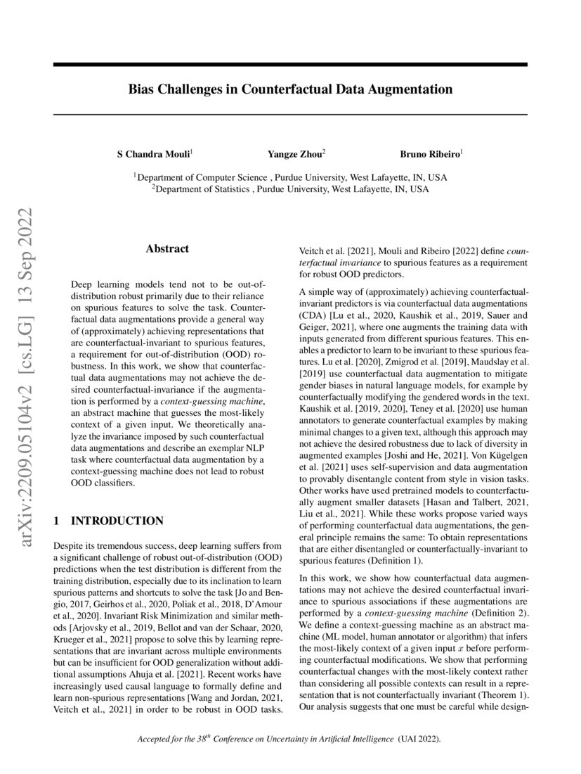 Bias Challenges in Counterfactual Data Augmentation | DeepAI Bias Challenges in Counterfactual Data Augmentation | DeepAI