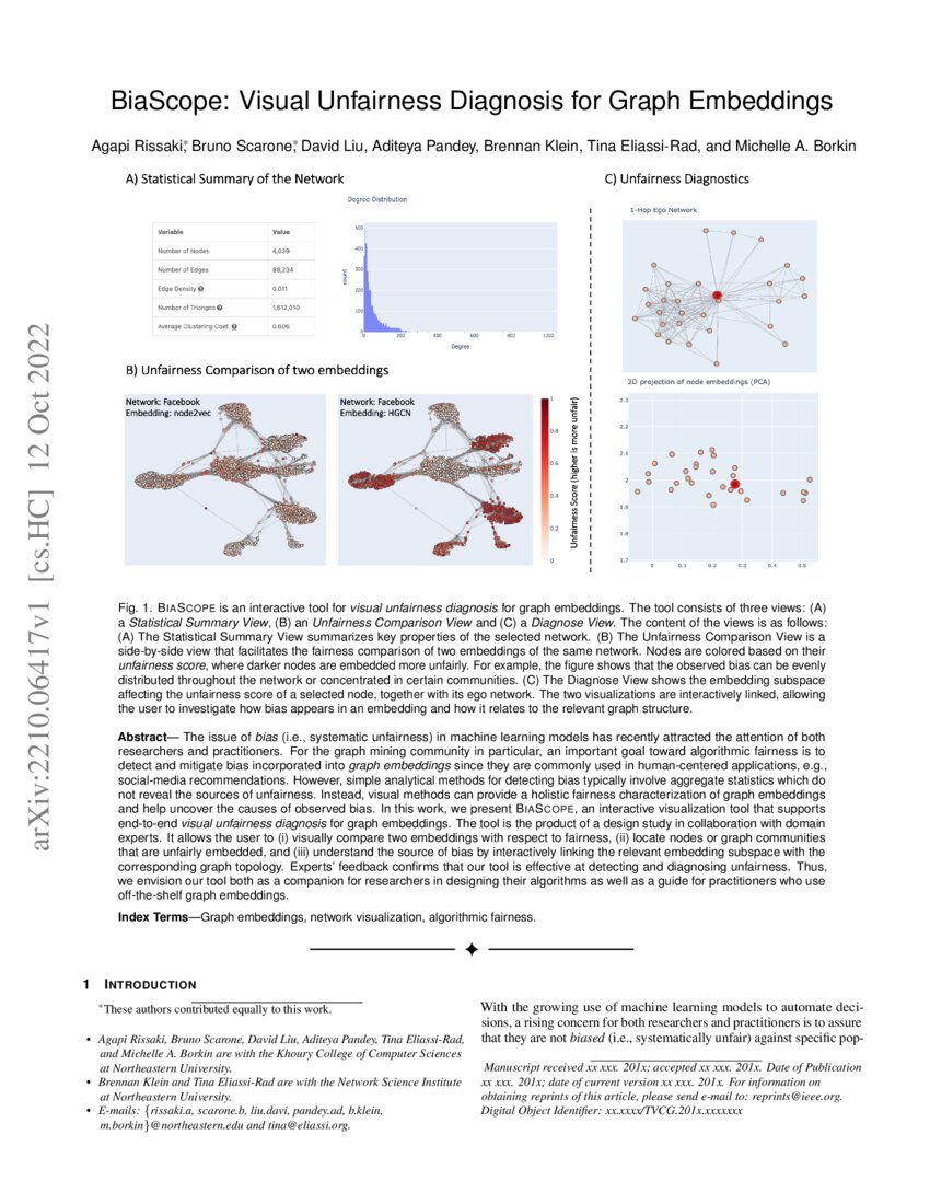 Biascope Visual Unfairness Diagnosis For Graph Embeddings Deepai