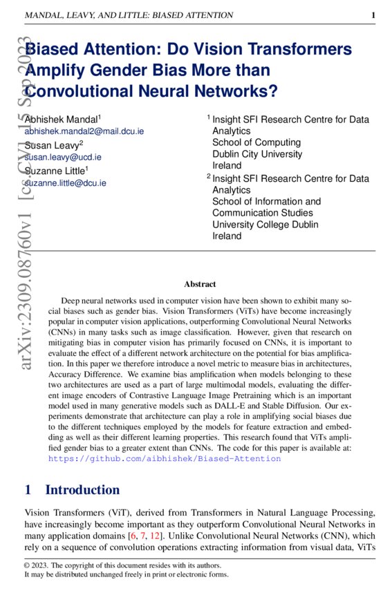 Biased Attention: Do Vision Transformers Amplify Gender Bias More than Convolutional Neural ...