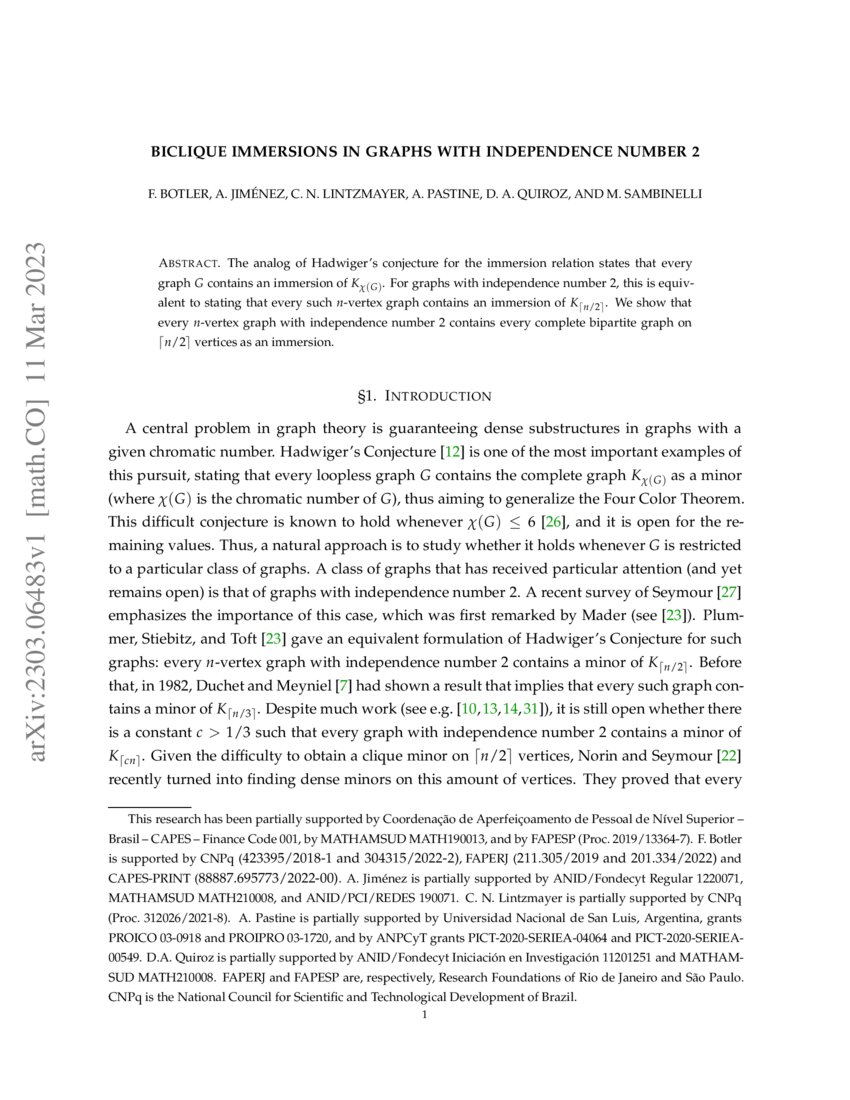 Biclique immersions in graphs with independence number 2 | DeepAI