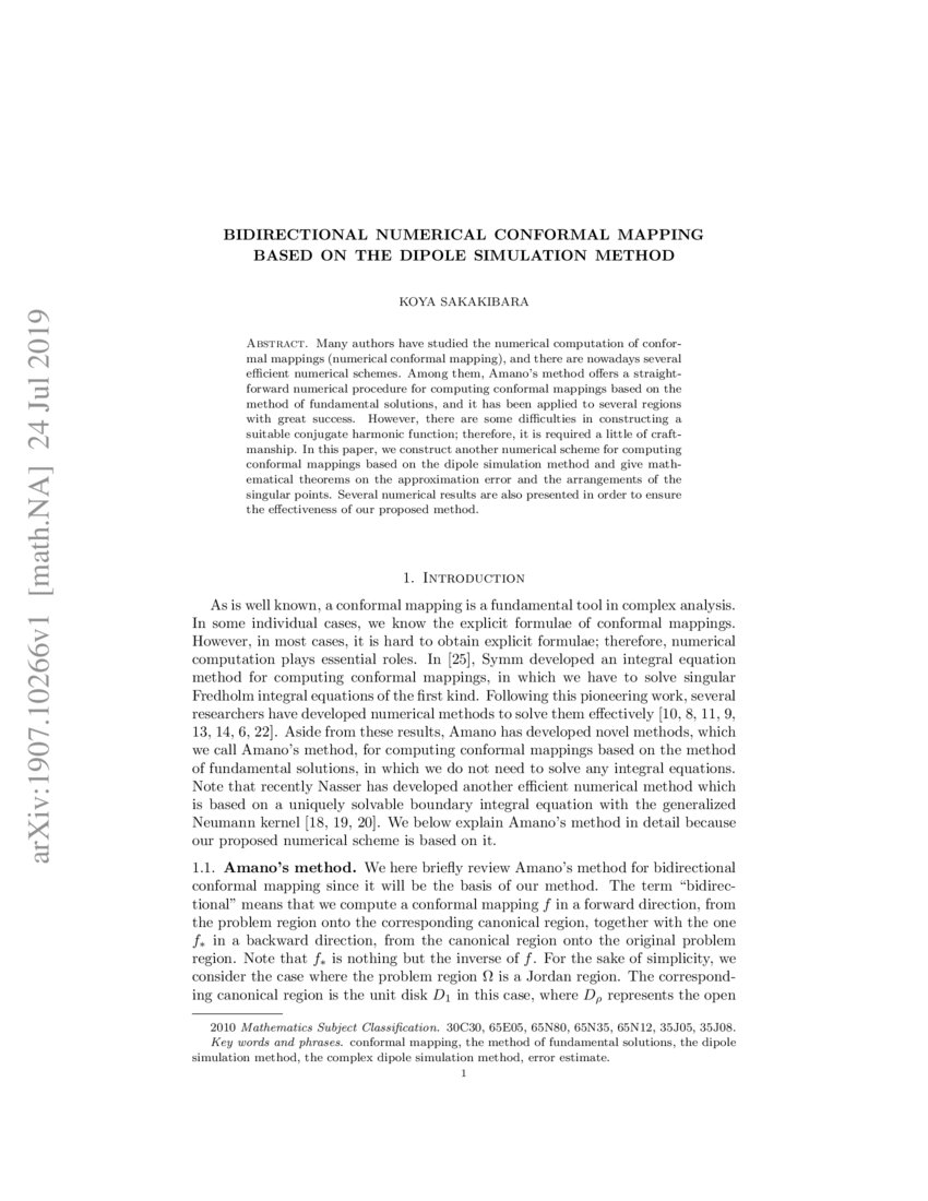 Bidirectional Numerical Conformal Mapping Based On The Dipole Simulation Method Deepai