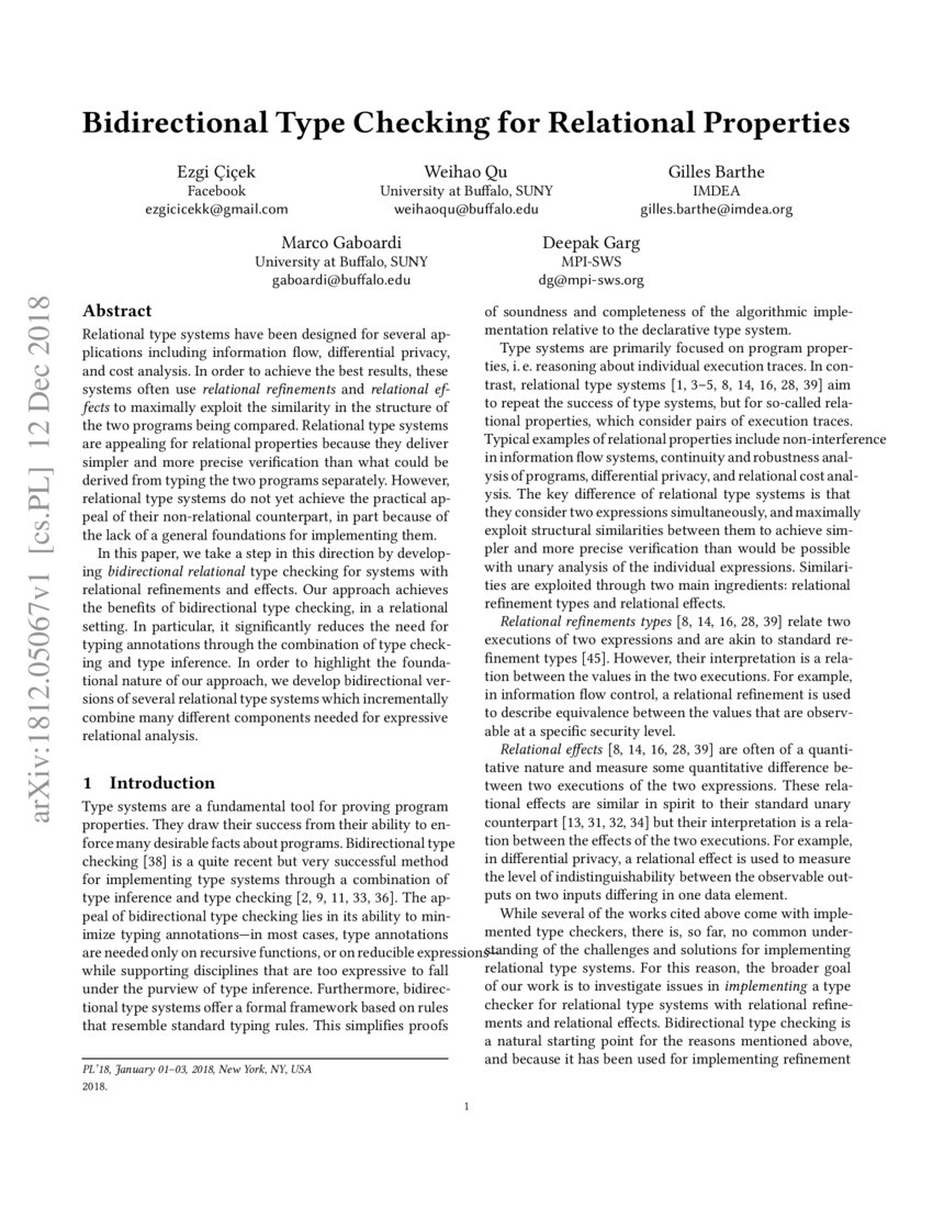 Bidirectional Type Checking For Relational Properties Deepai