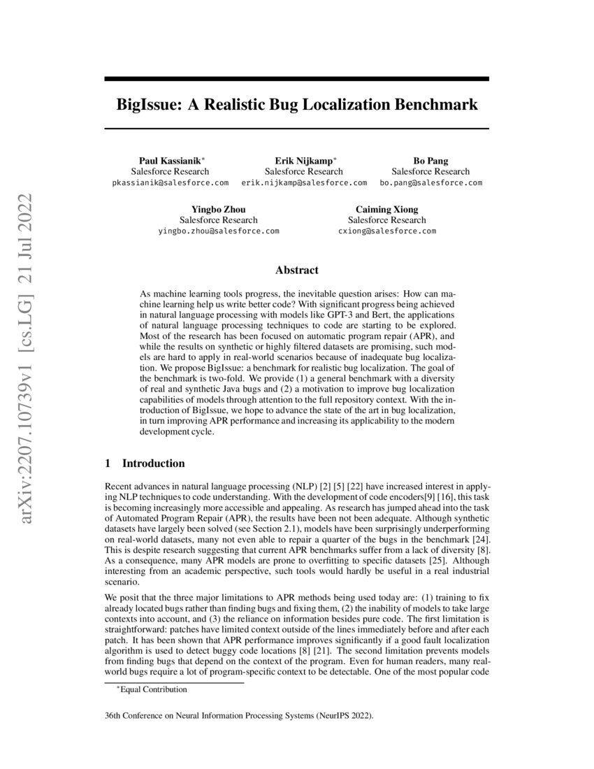 BigIssue: A Realistic Bug Localization Benchmark | DeepAI