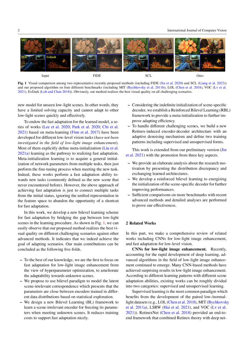 Bilevel Fast Scene Adaptation for Low-Light Image Enhancement | DeepAI