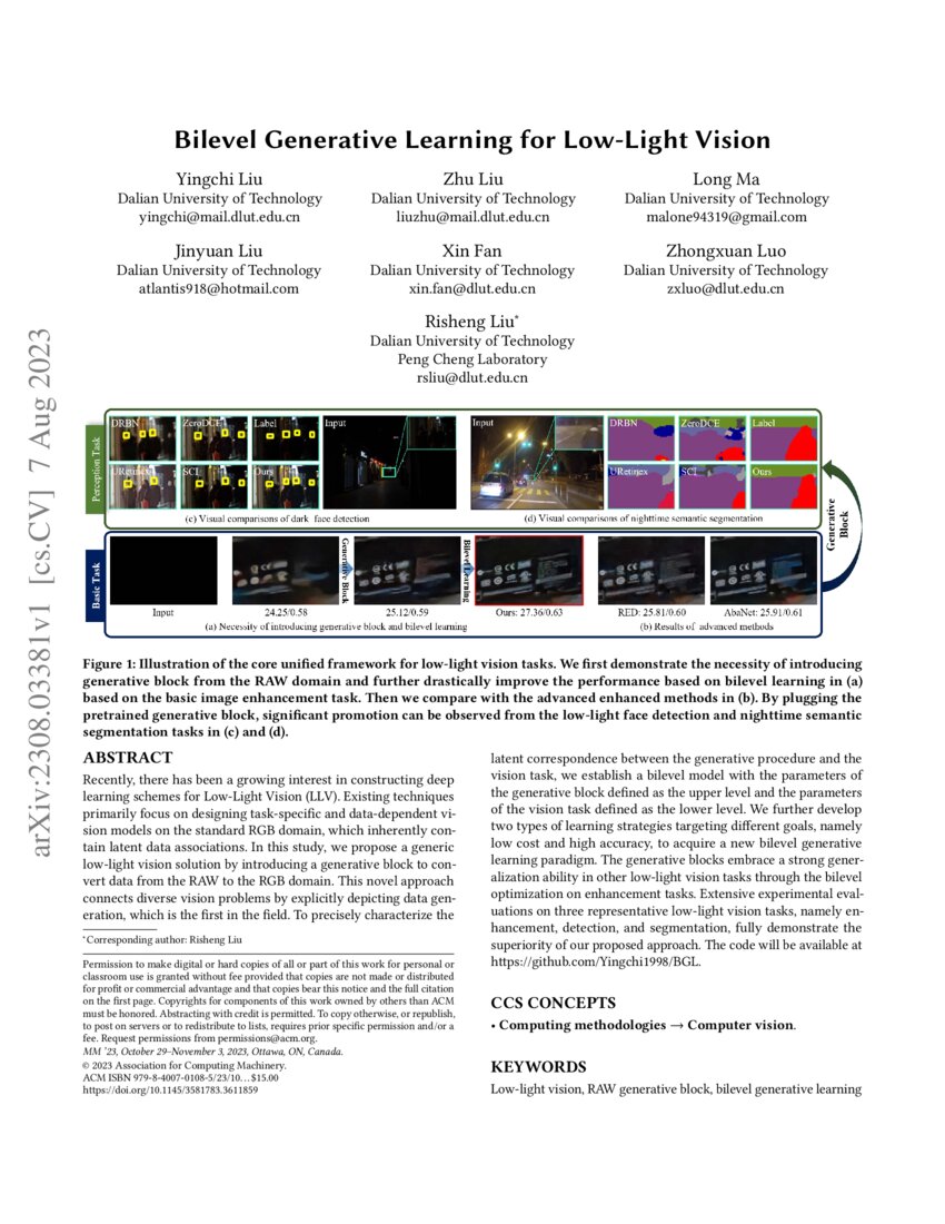 Bilevel Generative Learning for Low-Light Vision | DeepAI