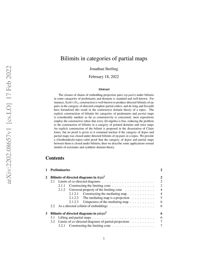 Bilimits in categories of partial maps | DeepAI