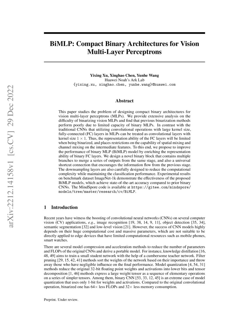 BiMLP: Compact Binary Architectures for Vision Multi-Layer Perceptrons ...