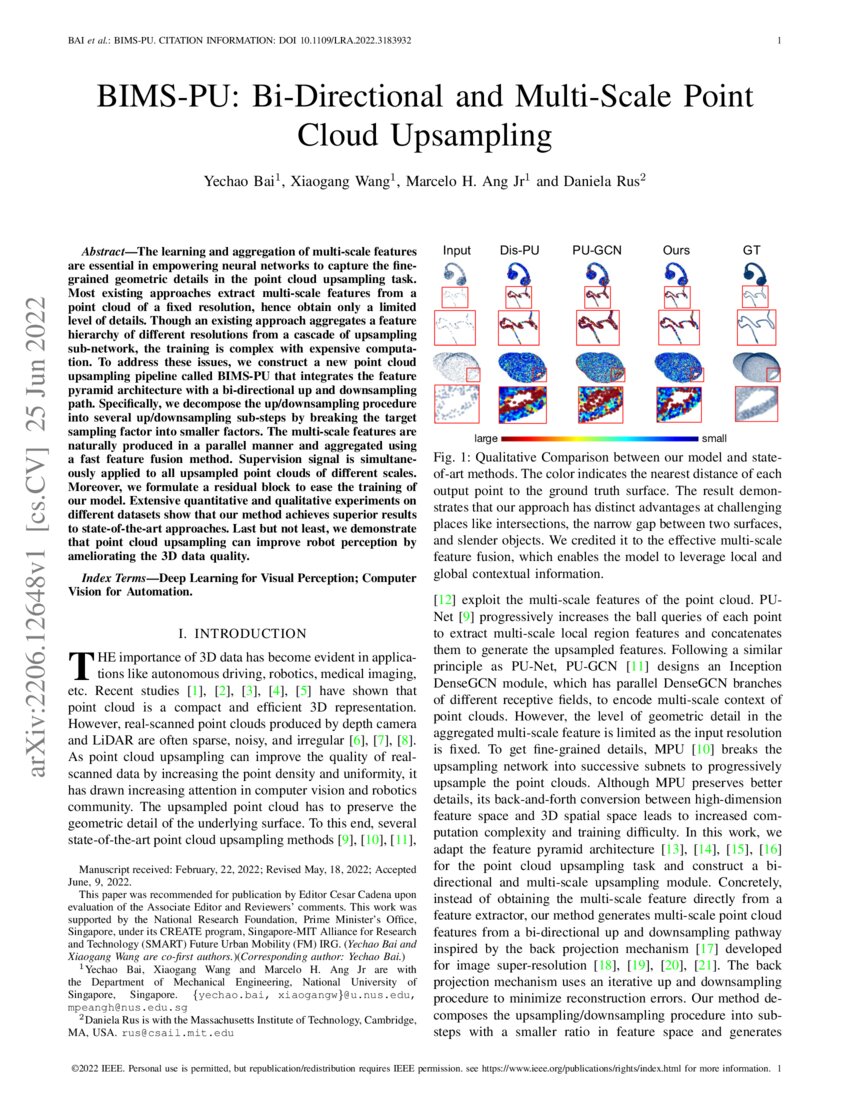 BIMS-PU: Bi-Directional and Multi-Scale Point Cloud Upsampling | DeepAI