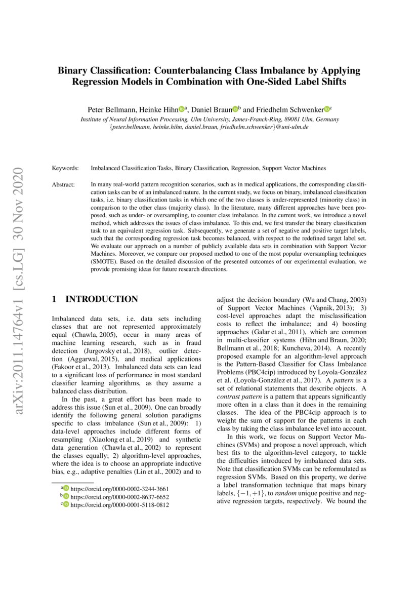 Binary Classification Counterbalancing Class Imbalance By Applying Regression Models In 