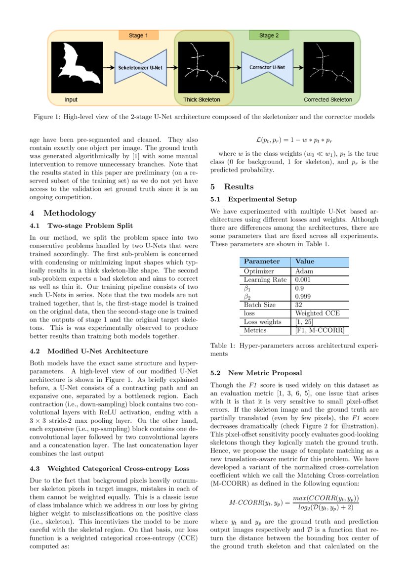 Binary Image Skeletonization Using 2-Stage U-Net | DeepAI