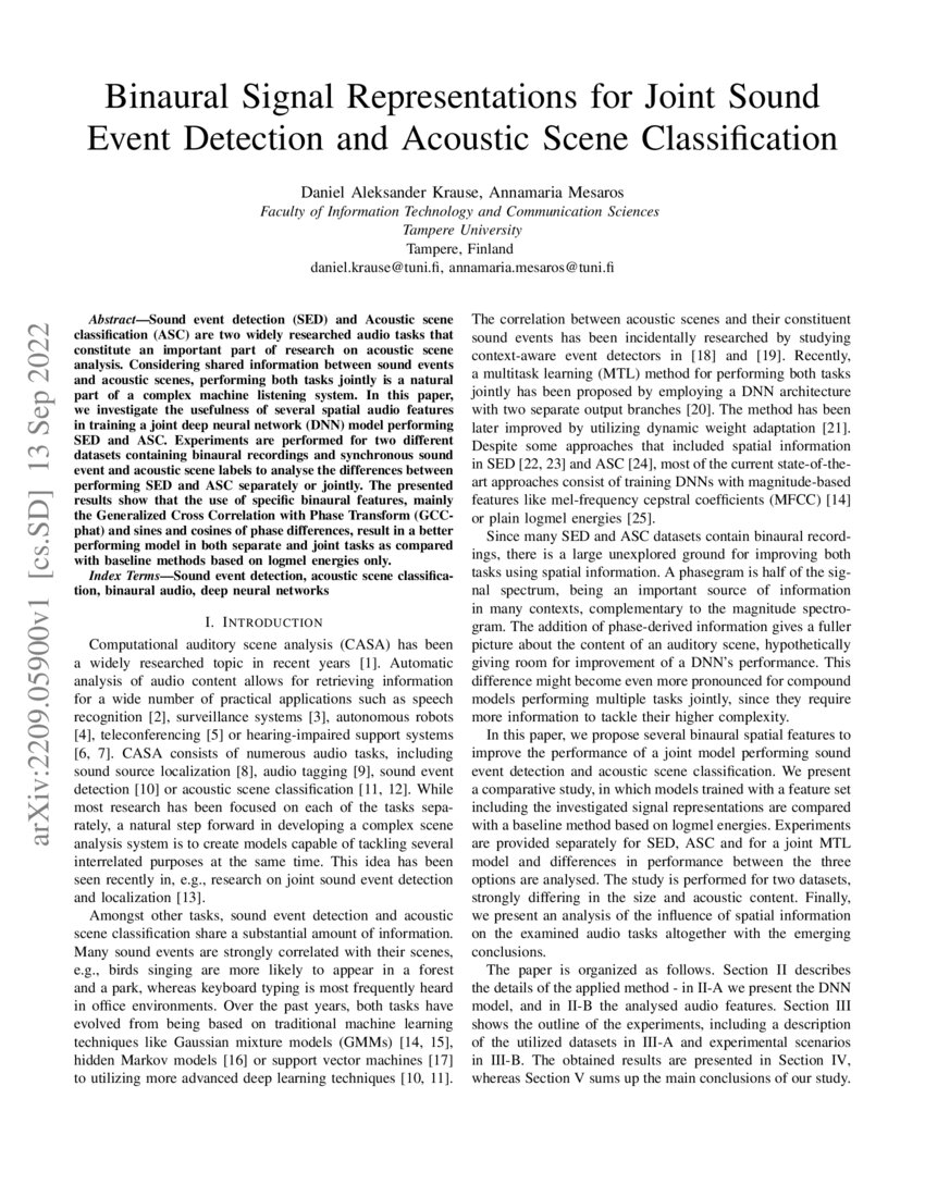 Binaural Signal Representations For Joint Sound Event Detection And
