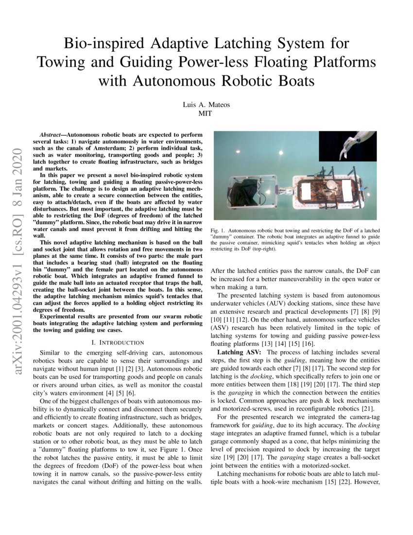 Bio-inspired Adaptive Latching System for Towing and Guiding Power-less ...