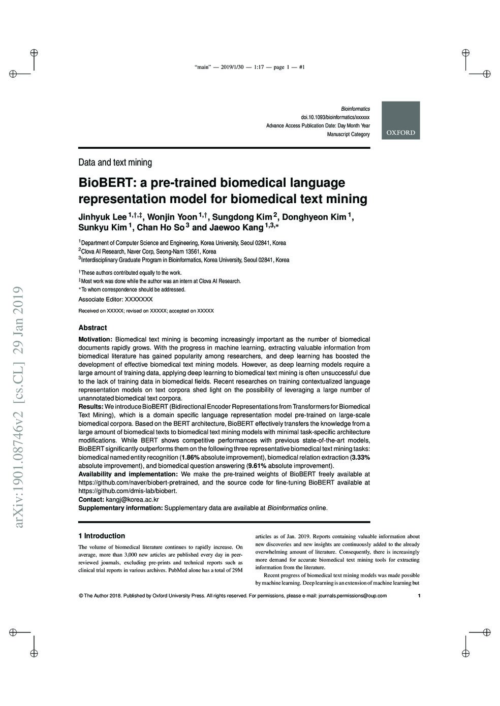 BioBERT: a pre-trained biomedical language representation model for ...