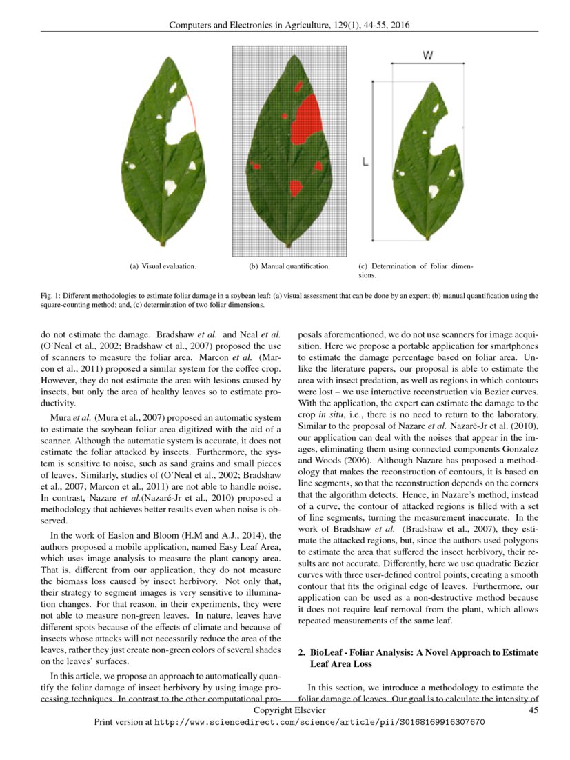 BioLeaf: a professional mobile application to measure foliar damage ...