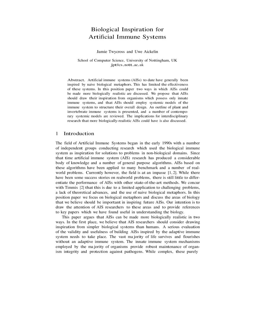 Biological Inspiration for Artificial Immune Systems | DeepAI