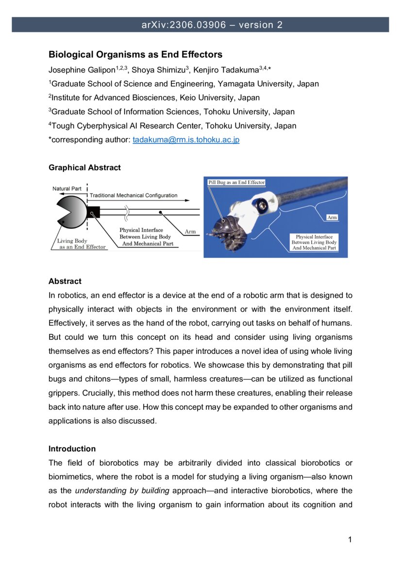 Biological Organisms as End Effectors | DeepAI