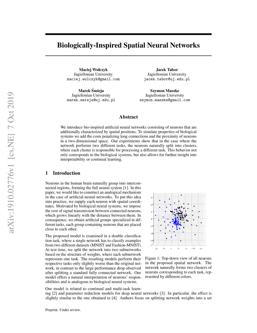Biologically-Inspired Spatial Neural Networks | DeepAI