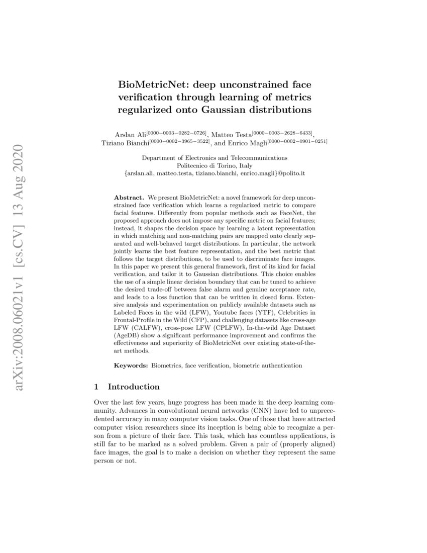 Biometricnet Deep Unconstrained Face Verification Through Learning Of Metrics Regularized Onto 2253